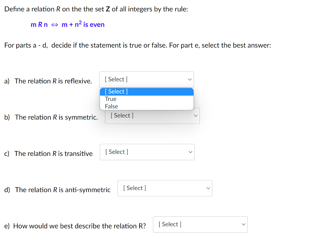 Define a relation R on the the set Z of all integers | Chegg.com