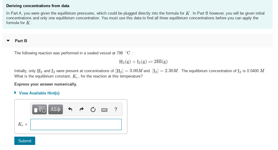 Solved Calculating Equilibrium Constants 7 of 30 > Review | | Chegg.com