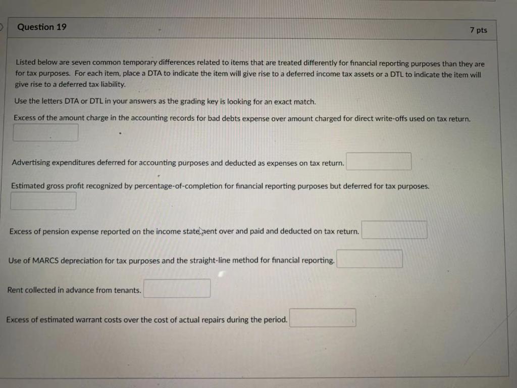 Solved Question 19 7 pts Listed below are seven common | Chegg.com
