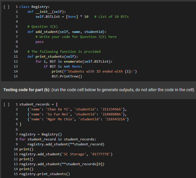 Solved (b) A class Registry is used to wrap a list of 10 | Chegg.com
