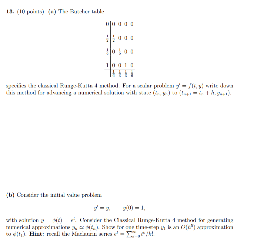 Solved 13. (10 points) (a) The Butcher table | Chegg.com