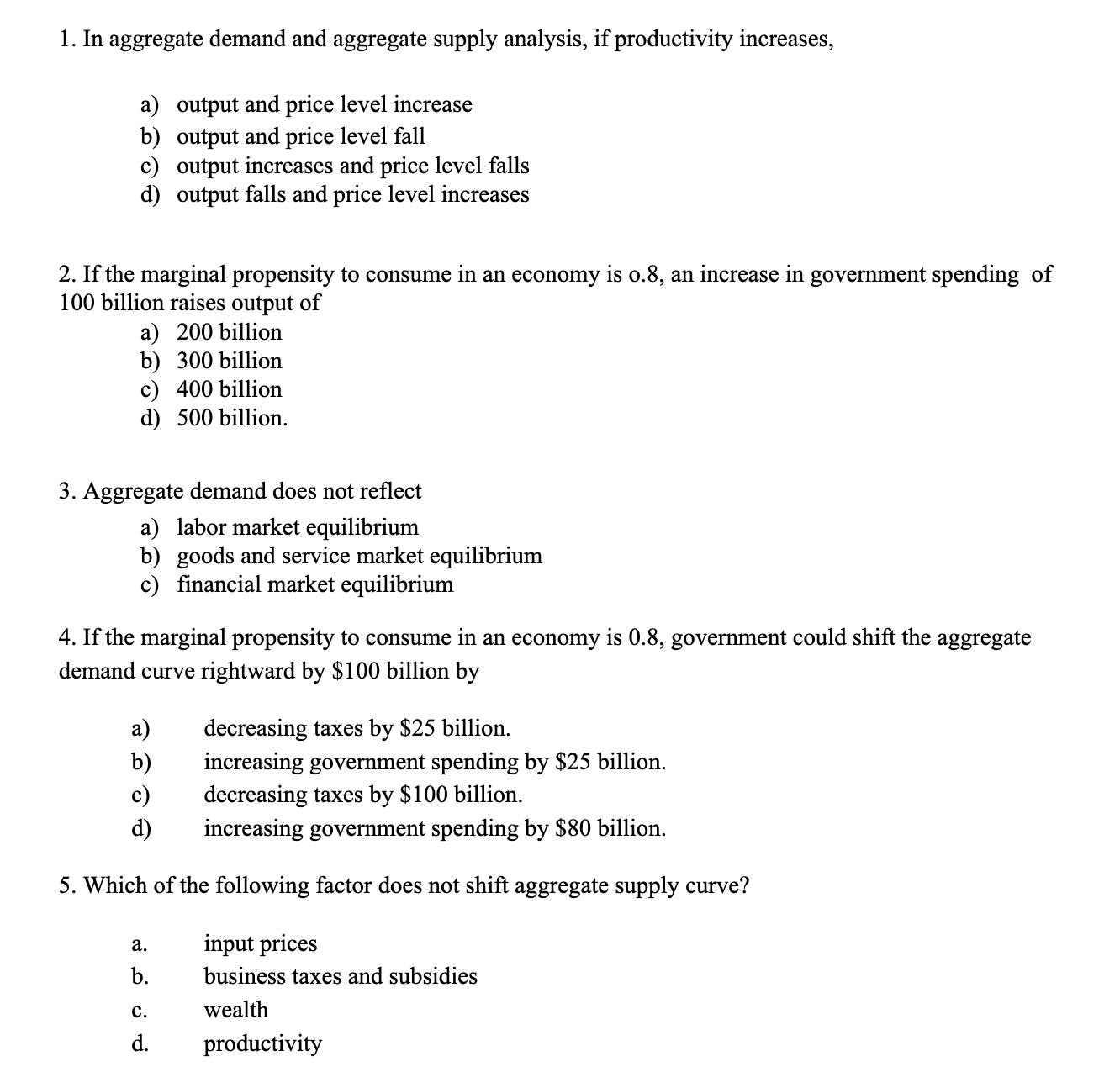 Solved 1. ﻿In aggregate demand and aggregate supply | Chegg.com