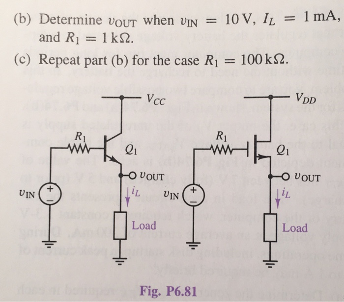 Solved 6.81 Compare the BJT and MOSFET voltage followers | Chegg.com