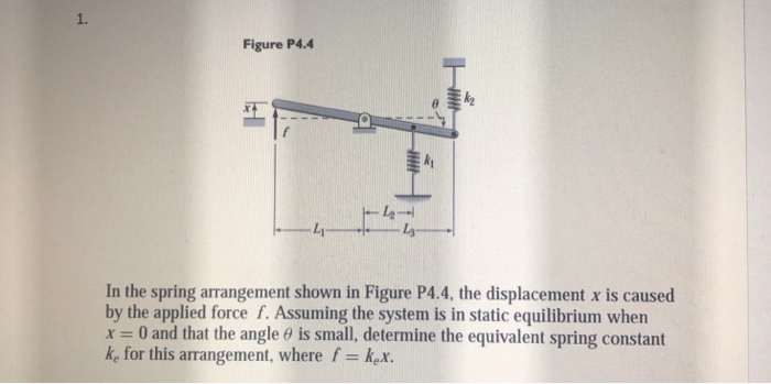 Solved 1. Figure P4.4 la d In the spring arrangement shown | Chegg.com