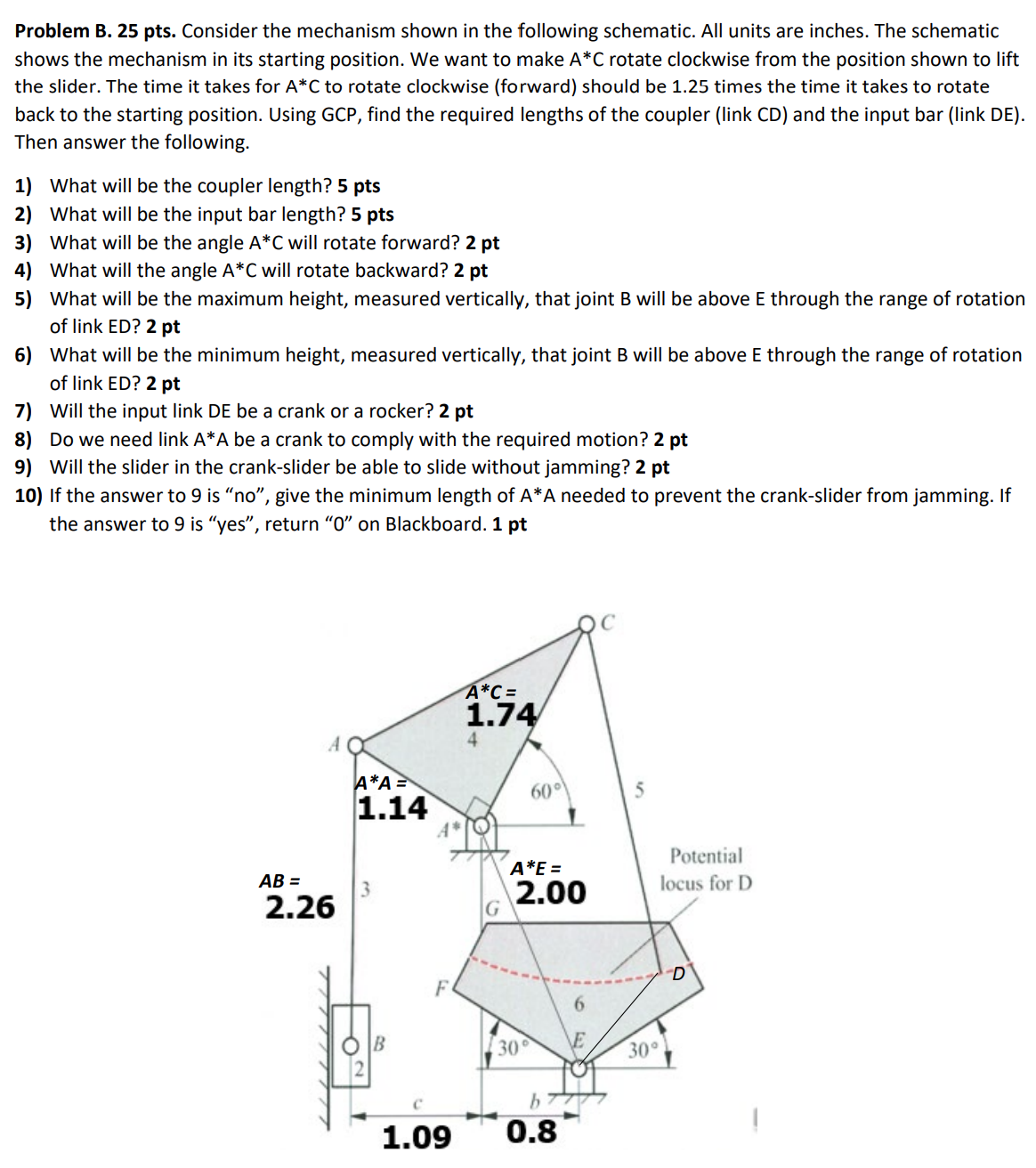 Solved Problem B. 25 pts. Consider the mechanism shown in | Chegg.com