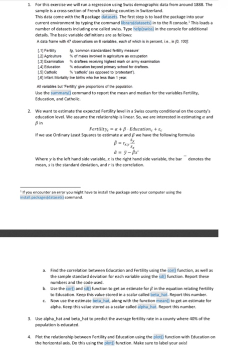 Solved For this exercise we will run a regression using | Chegg.com