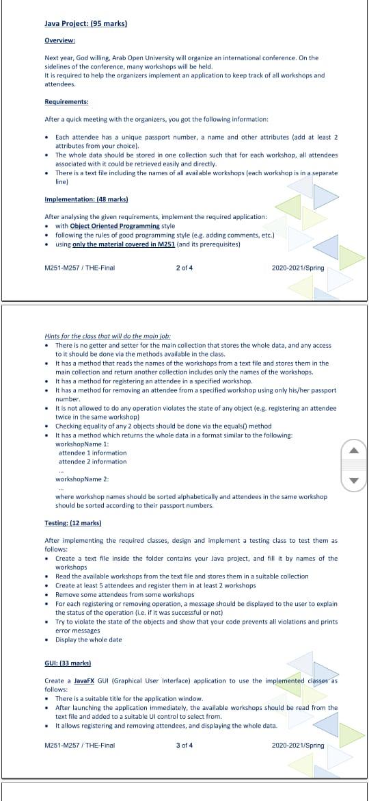 Solved Java Project: (95 marks) Overview Next year, God | Chegg.com