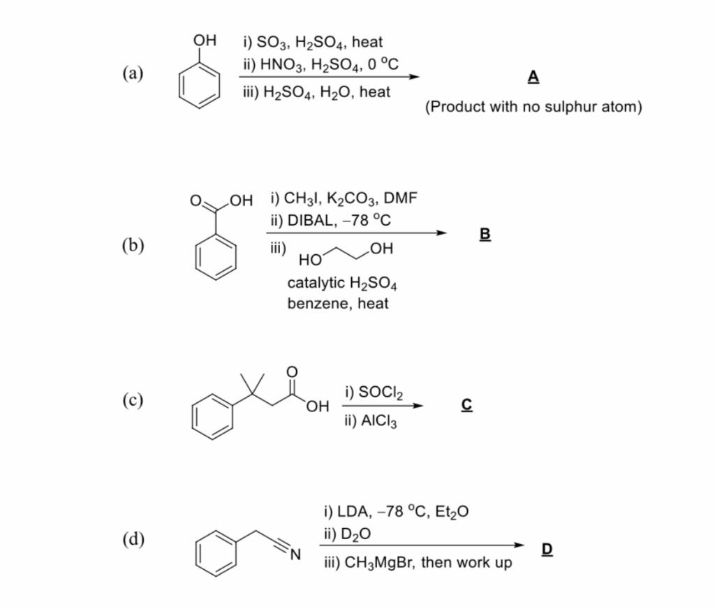 Solved OH (a) i) SO3, H2SO4, heat ii) HNO3, H2SO4, 0 °C iii) | Chegg.com