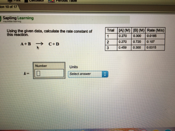 Solved Using the given data, calculate the rate constant of | Chegg.com
