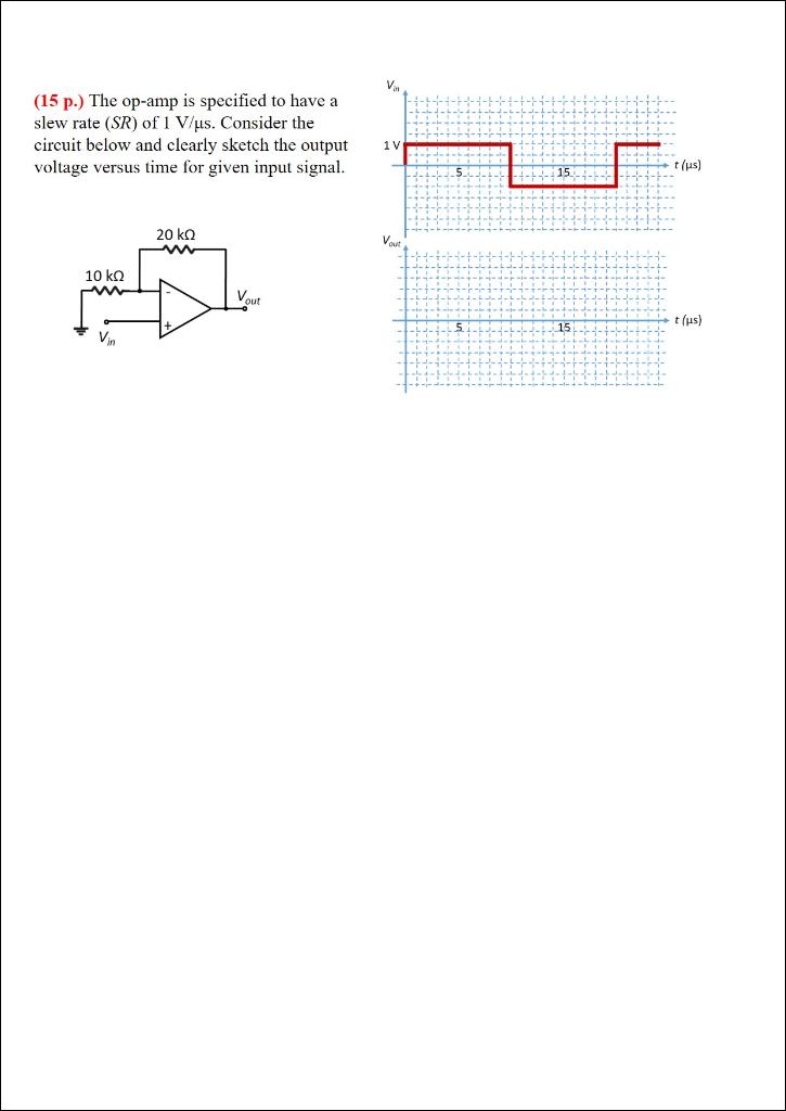 Solved VA (15 p.) The op-amp is specified to have a slew | Chegg.com