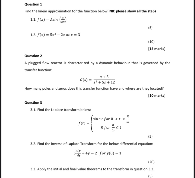 Solved Find the linear approximation for the function below: | Chegg.com