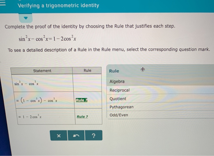 Solved Verifying a trigonometric identity Complete the proof | Chegg.com