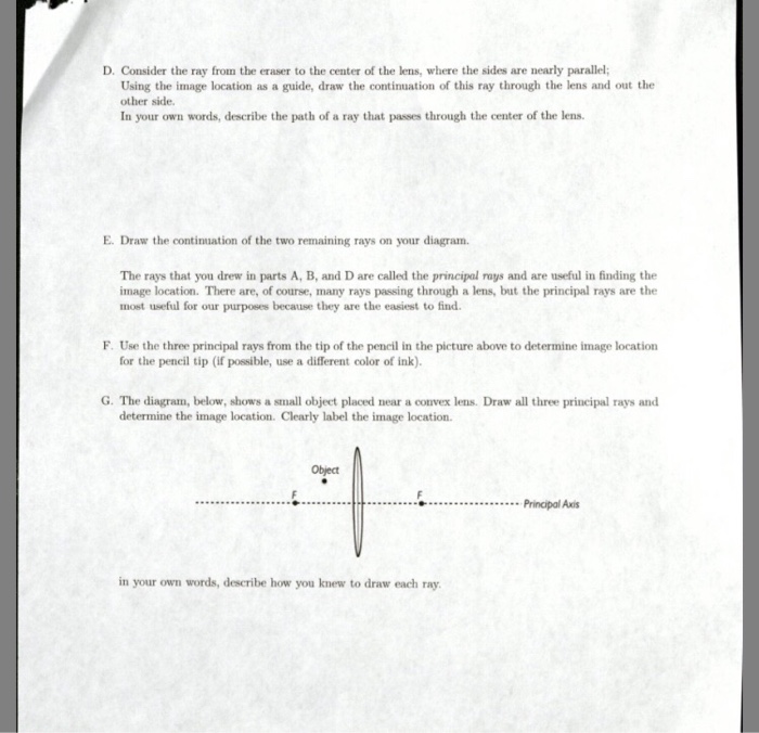 Solved D. Consider the ray from the eraser to the center of | Chegg.com