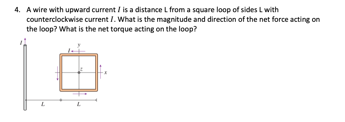 A wire with upward current I is a distance L from a | Chegg.com