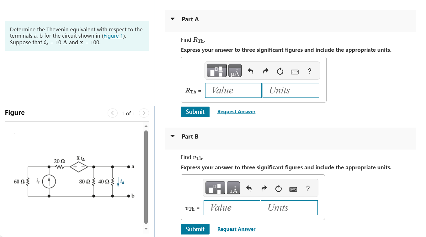 Solved Determine the Thevenin equivalent with respect to the | Chegg.com