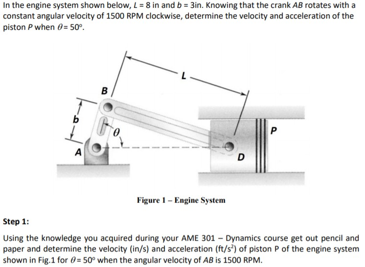 Solved In the engine system shown below, L = 8 in and b = | Chegg.com