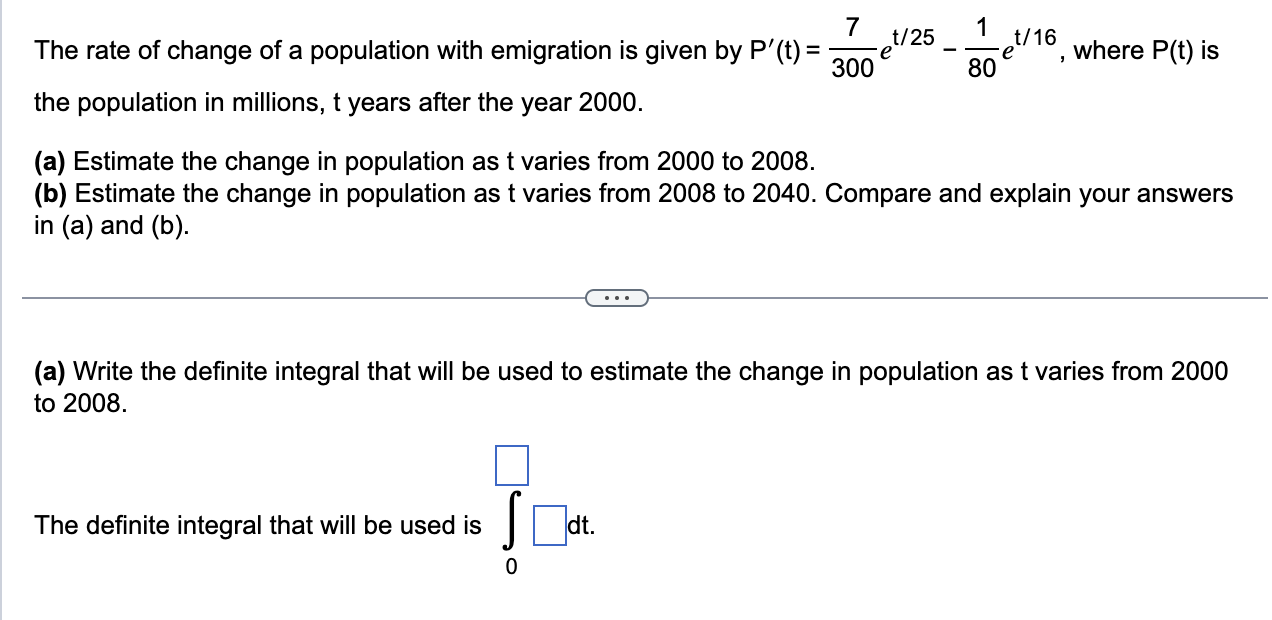 Solved The rate of change of a population with emigration is | Chegg.com