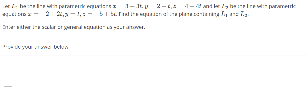 Solved Let L1 be the line with parametric equations | Chegg.com