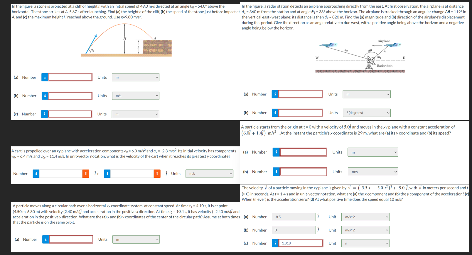 Solved (a) Number (b) Number Units (c) Number A cart is | Chegg.com