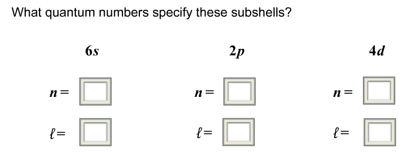 Solved What quantum numbers specify these subshells? 2p 4d | Chegg.com