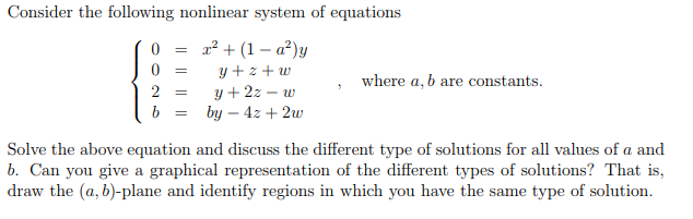 Solved Consider the following nonlinear system of equations | Chegg.com