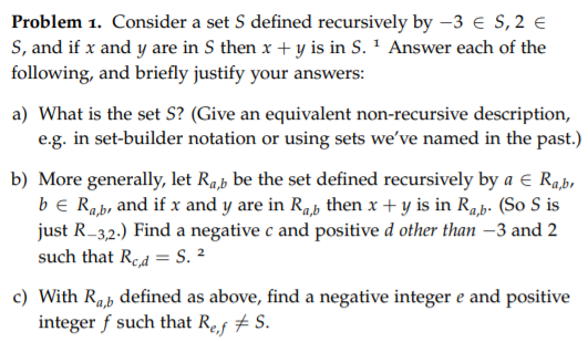 Solved Problem 1. Consider a set s defined recursively by —3 | Chegg.com