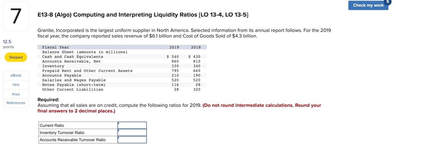 Solved Check my work 7 E13-8 (Algo) Computing and | Chegg.com