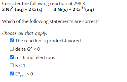 Solved Consider the following reaction at 298 K. | Chegg.com