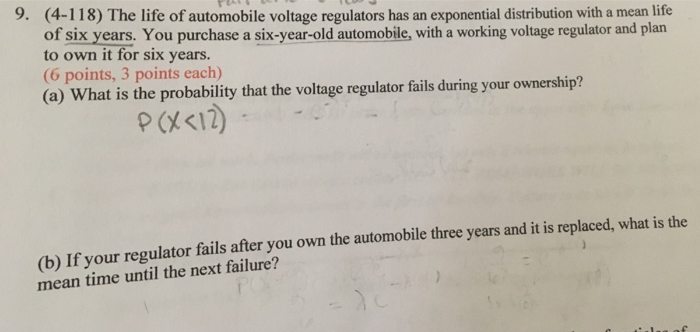 Solved 9. (4-118) The life of automobile voltage regulators | Chegg.com