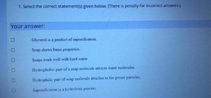 Solved 1 Select The Correct Statement S Given Below
