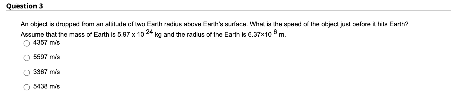 Solved Question 3 An object is dropped from an altitude of | Chegg.com