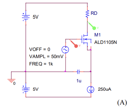 Solved 3.3. For the circuit (A) find RD to yield DC voltage | Chegg.com