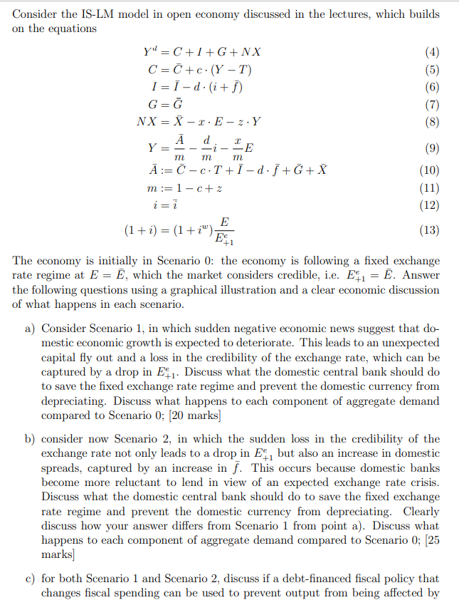 Solved Consider the IS-LM model in open economy discussed in | Chegg.com