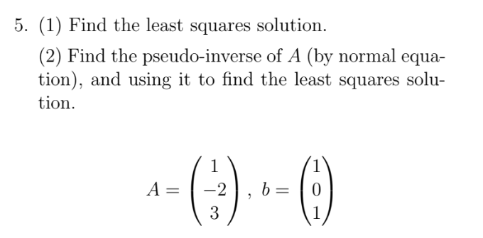 Solved 5. (1) Find the least squares solution. (2) Find the | Chegg.com