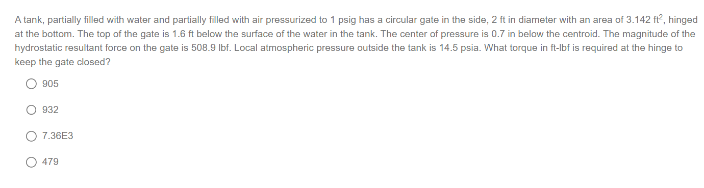 Solved A tank, partially filled with water and partially | Chegg.com
