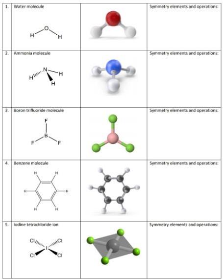 Solved 1 Water molecule Symmetry elements and operations H | Chegg.com