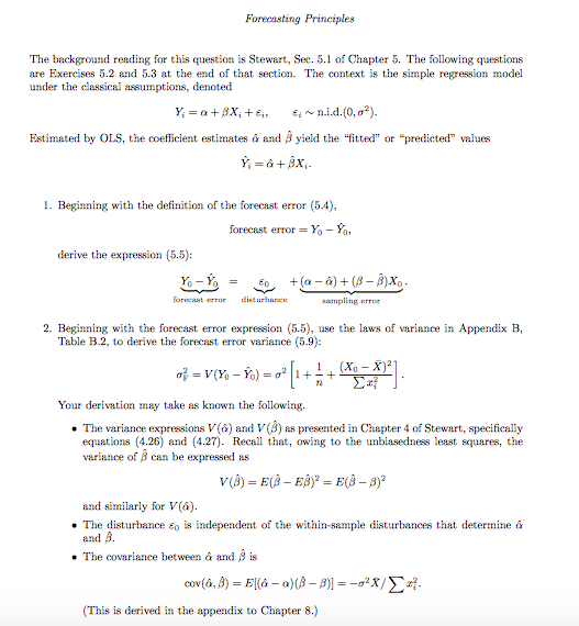 Solved Forecasting Principles The background reading for | Chegg.com