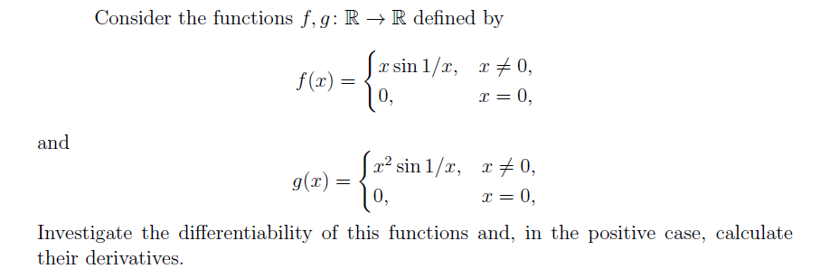 Solved Consider the functions f,g:R→R defined by | Chegg.com