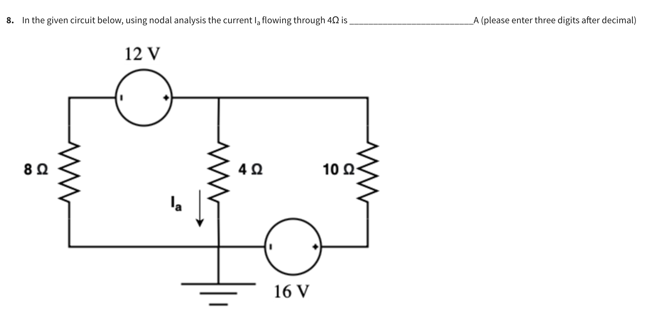 Solved 8. In the given circuit below, using nodal analysis | Chegg.com