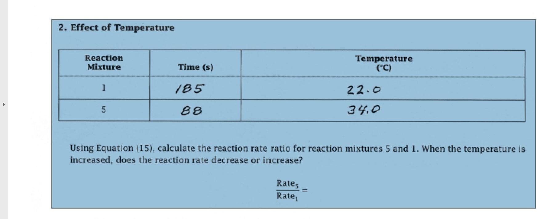 Solved 2 Effect Of Temperature Reaction Mixture Time S