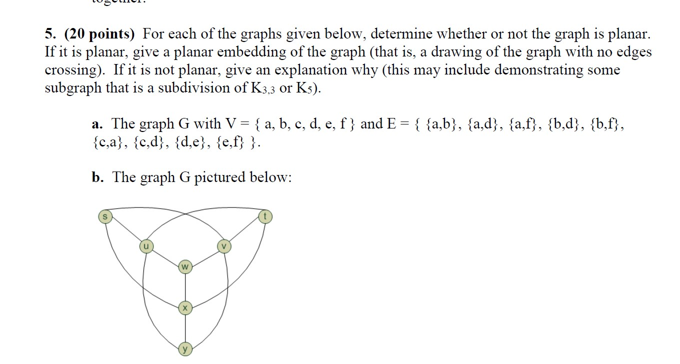 Solved 5. (20 points) For each of the graphs given below, | Chegg.com