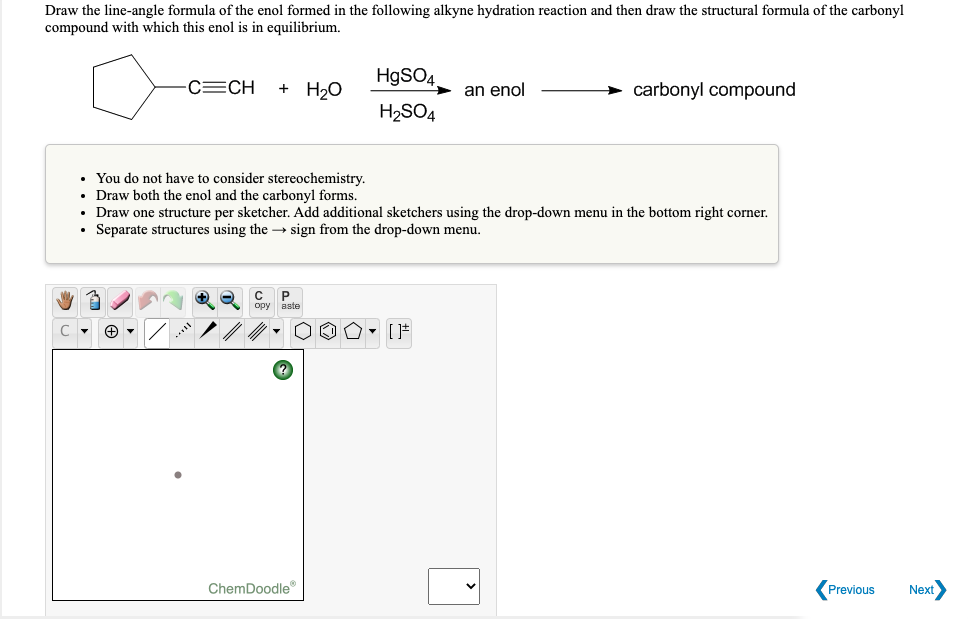 Solved Draw the line-angle formula of the enol formed in the | Chegg.com