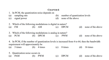 Solved 1. In PCM, the quantization noise depends on (a) | Chegg.com