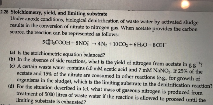 Solved Under anoxic conditions, biological denitrification | Chegg.com