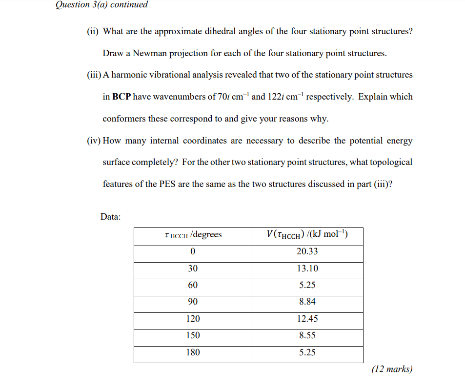 Solved Answer ALL parts. The potential energy surface (PES) | Chegg.com
