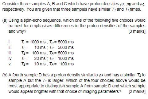 Solved Consider three samples A,B and C which have proton | Chegg.com