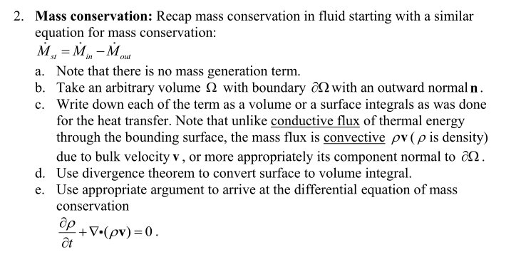 Solved 2. Mass conservation: Recap mass conservation in | Chegg.com