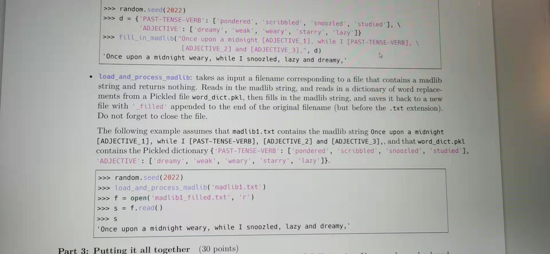 Solved die nott this ], ['one', is. ']] • fill_in_madlib: | Chegg.com