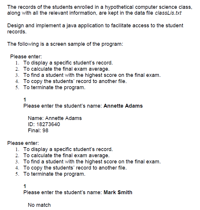 Solved The records of the students enrolled in a | Chegg.com