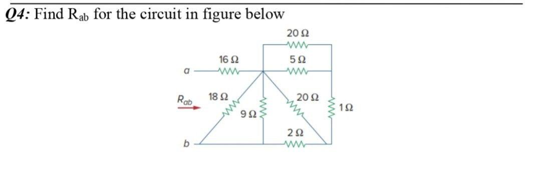 Solved Q4: Find Rab for the circuit in figure below 20 Ω 16 | Chegg.com
